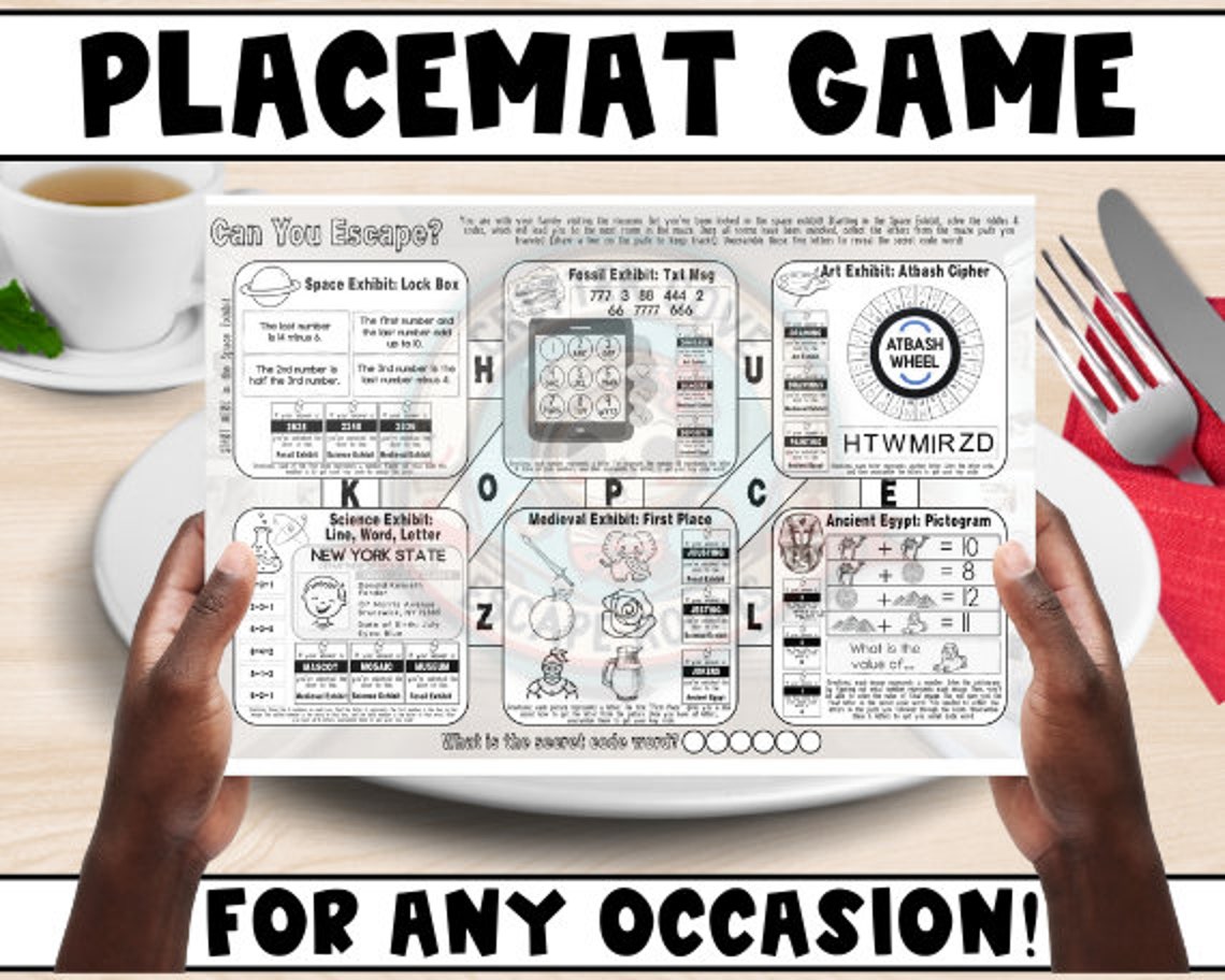 Easy Escape Room Printable Placemat Game | Escape the Museum Travel ...
