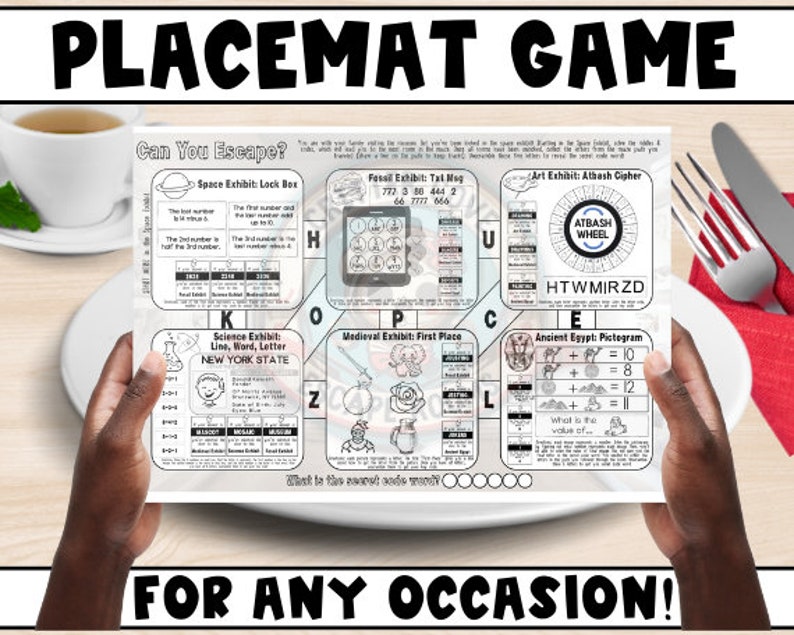 Easy Escape Room Printable Placemat Game | Escape the Museum Travel ...