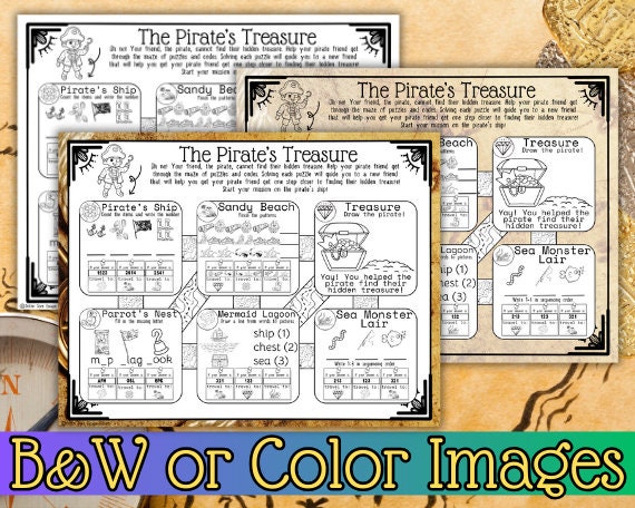 Pirate Party Birthday Decoration Nautical Favor Printable Placemat Maze ...