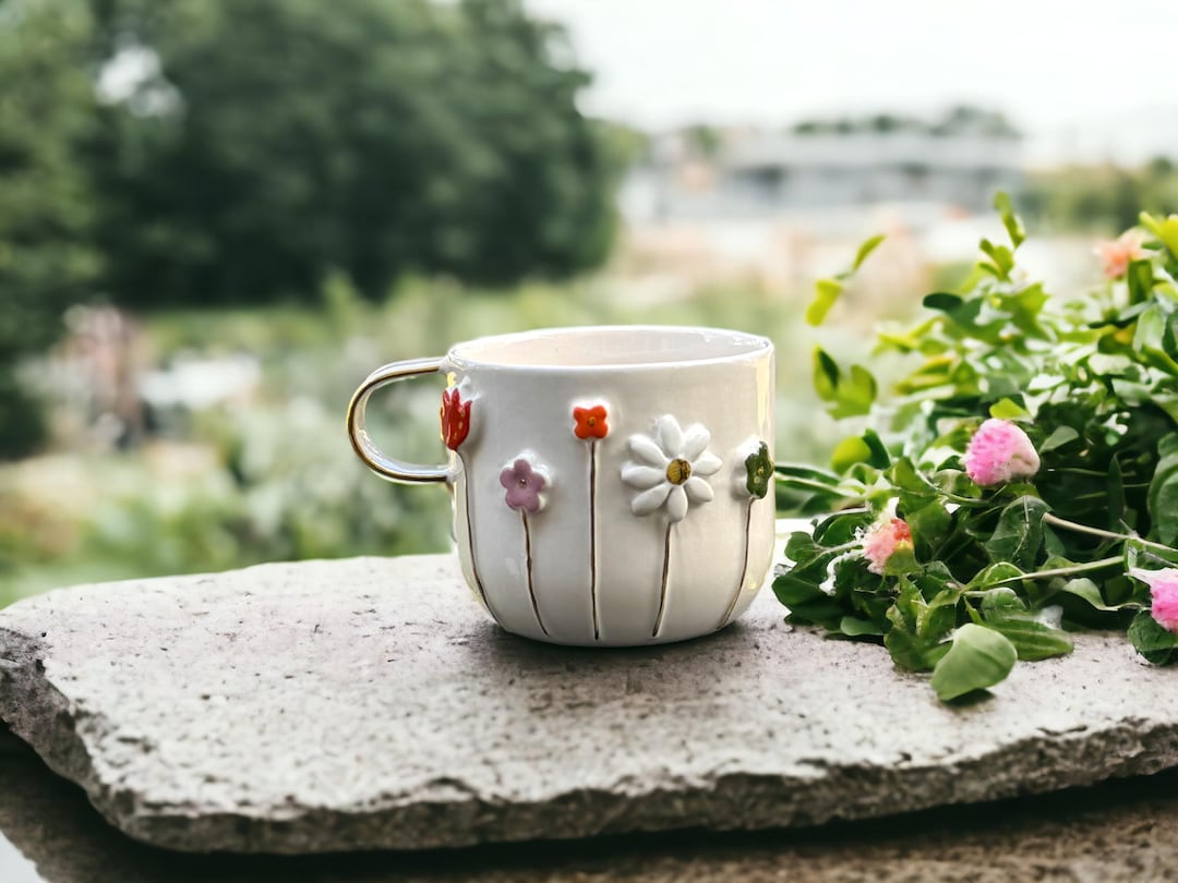 Personalized Handmade Ceramic Mug Gift Set: Tea & Wooden Coaster - Etsy