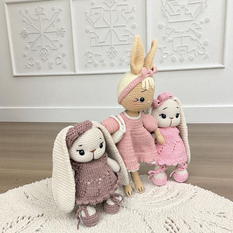 Handmade Organic Cotton Crochet Rabbit Family: Amigurumi Doll - Etsy