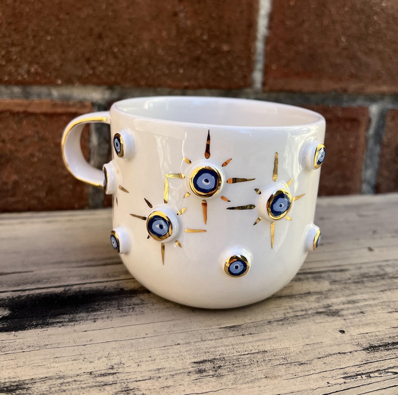 Handmade Ceramic Evil Eye Mug – Personalized Gift Box Set - Etsy
