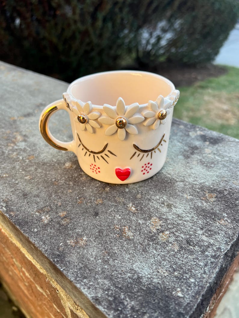 Handmade Ceramic Mug Gift Set: 10oz Pottery Tea Cup With Coaster - Etsy