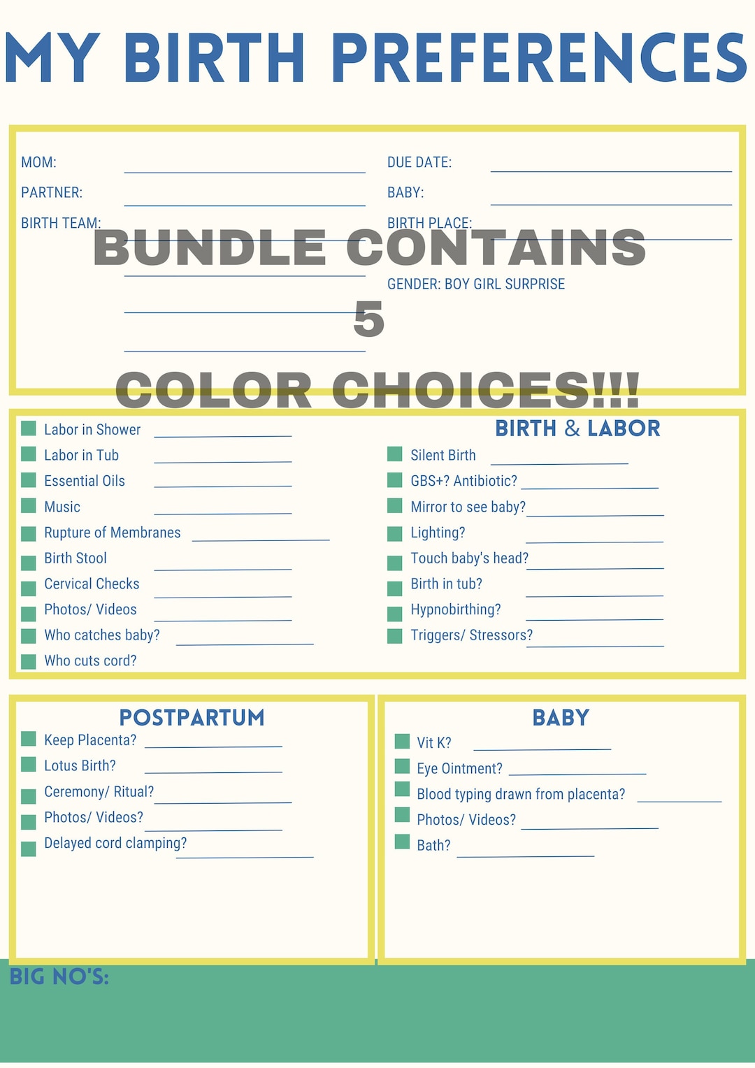 Doula Business Essentials | Birth Plan | Birth Preference | Midwife ...