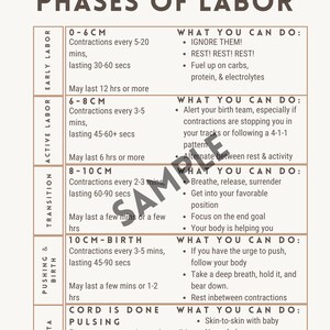Phases of Labor Birth Handout Midwife Doula Contractions First-time Mom ...