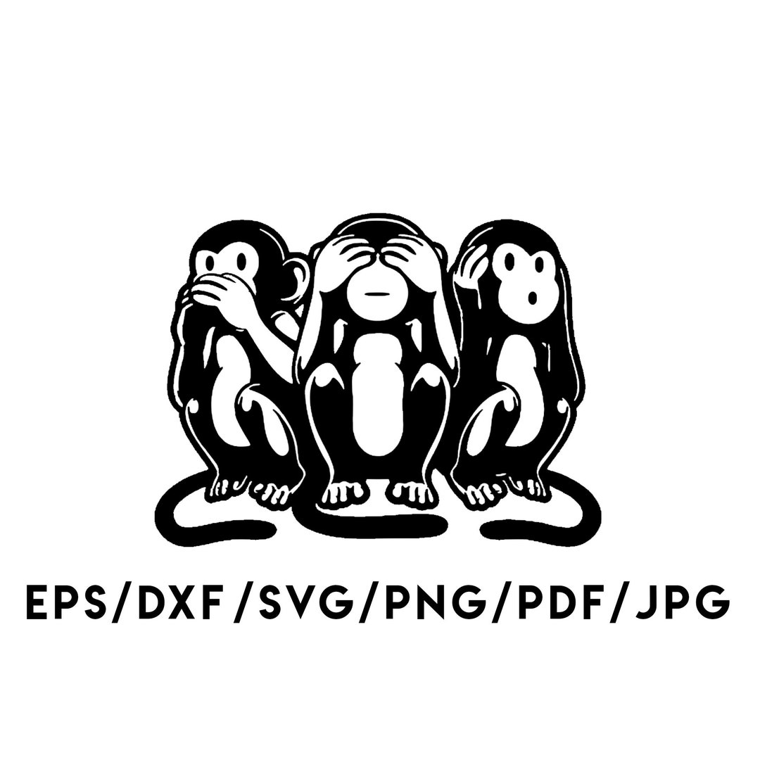 Three Monkeys Design Instant Download Svg, Eps, Dxf, Png, Pdf, Jpg ...