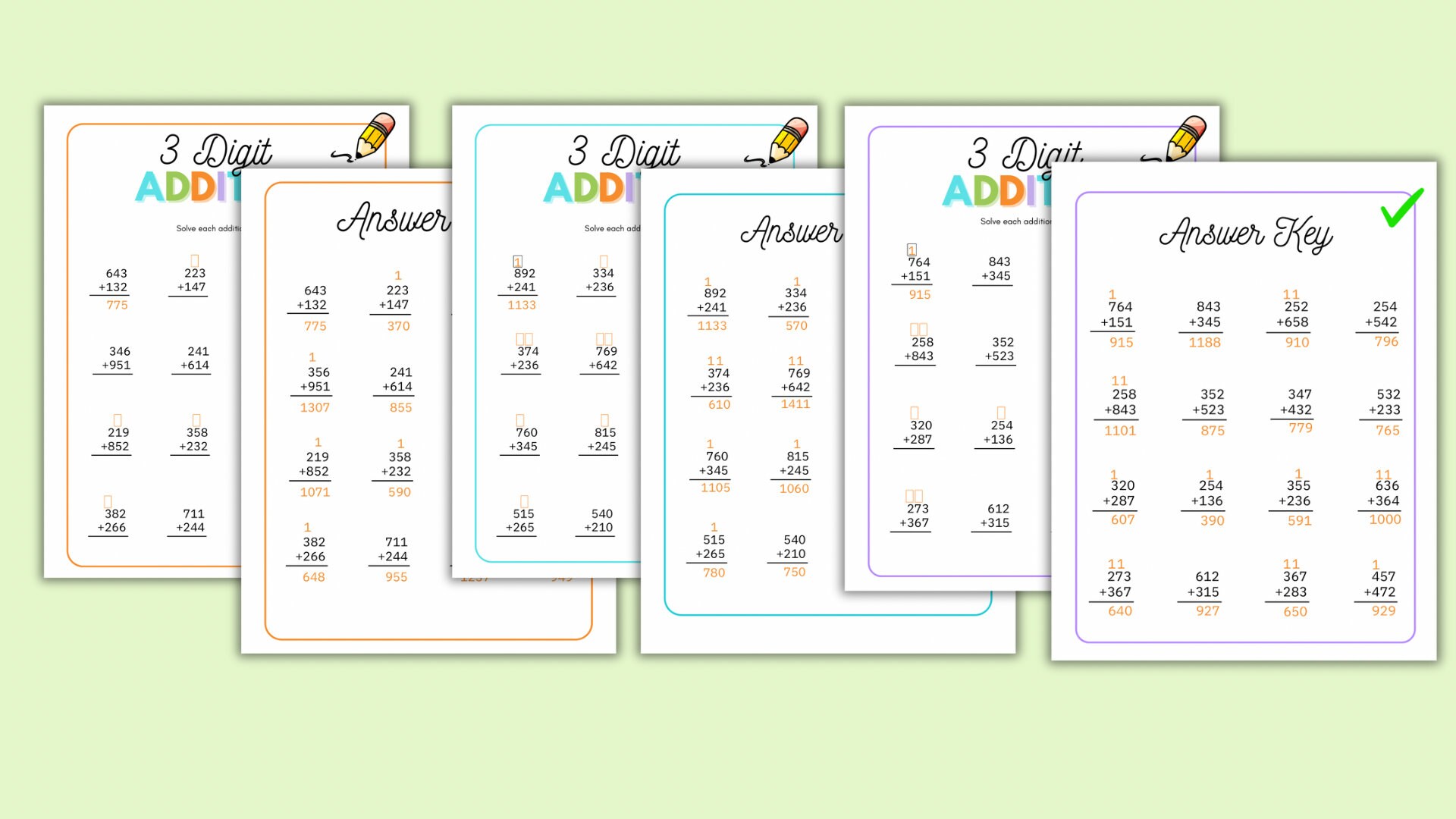 No-prep Get Ready for 3rd Grade Summer Worksheets Addition, Subtraction ...