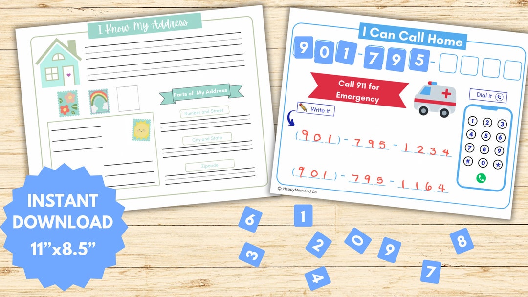 Preschool and Kindergarten Home Address and Phone Number Activity Fun ...