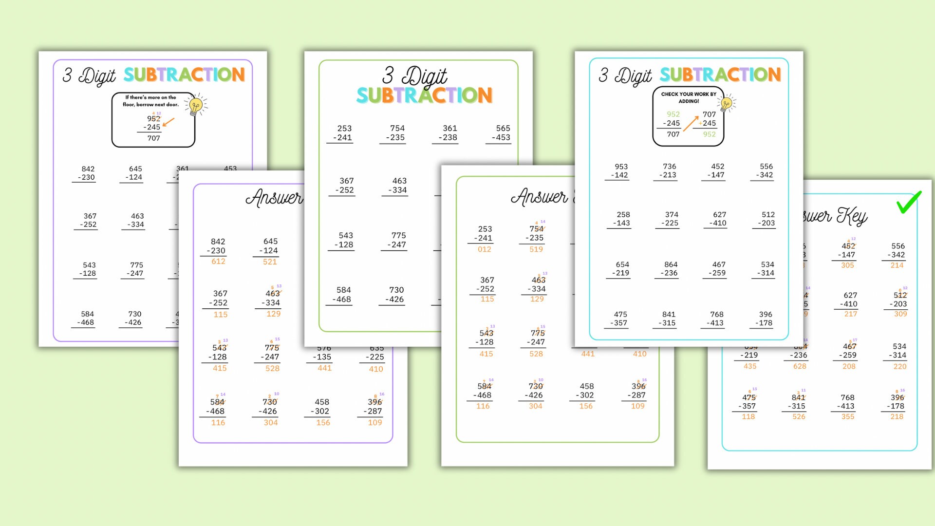 No-prep Get Ready for 3rd Grade Summer Worksheets Addition, Subtraction ...