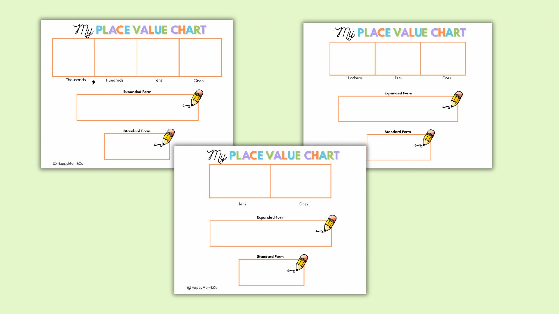 Place Value Chart Ones, Tens, Hundreds, and Thousands Place Fun Summer ...