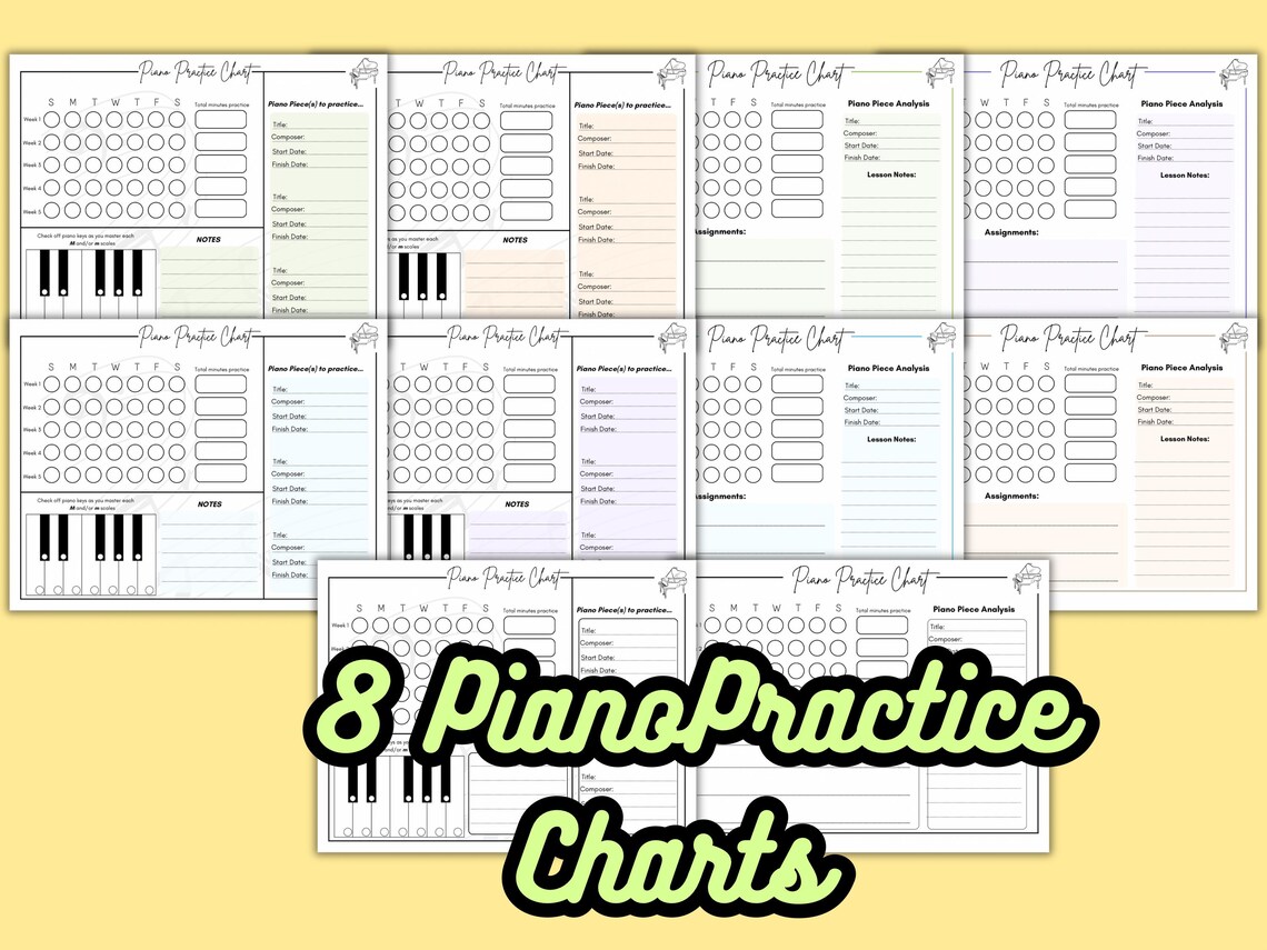 Piano Practice Chart, Scale Tracker, Piano Lesson Tracker, Piano ...