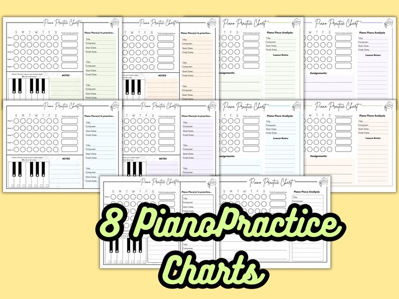 Piano Practice Chart, Scale Tracker, Piano Lesson Tracker, Piano ...