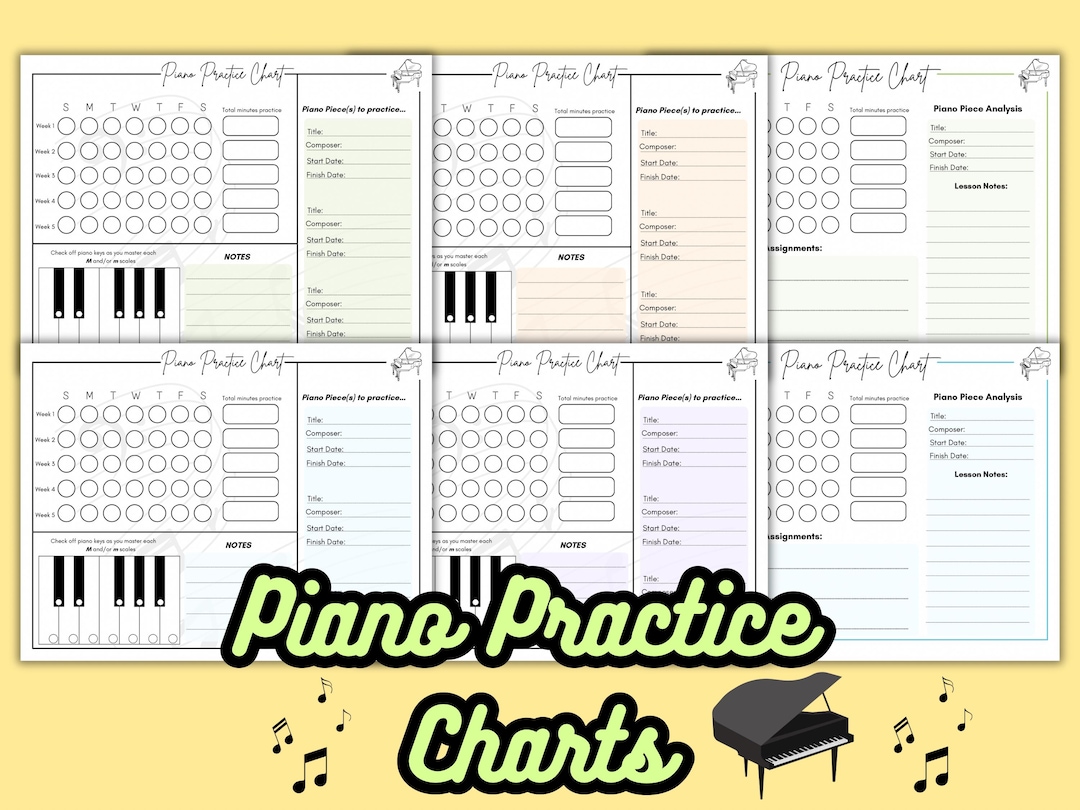 Piano Practice Chart, Scale Tracker, Piano Lesson Tracker, Piano ...