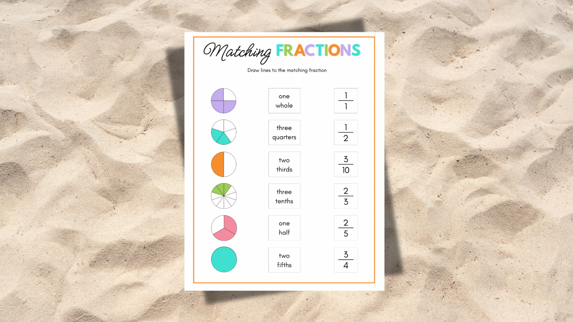 No Prep Summer Fractions Math Review Worksheets for 2nd and 3rd Graders ...