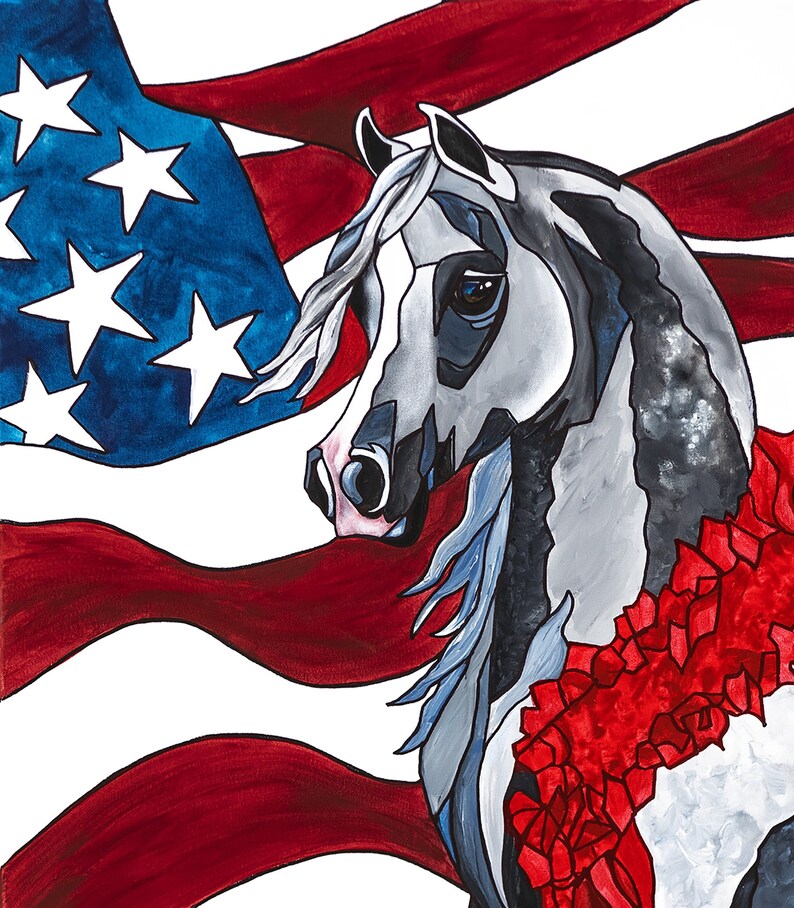American Flag Horse Print, Horse Poster, Horse Print, Original Painting ...