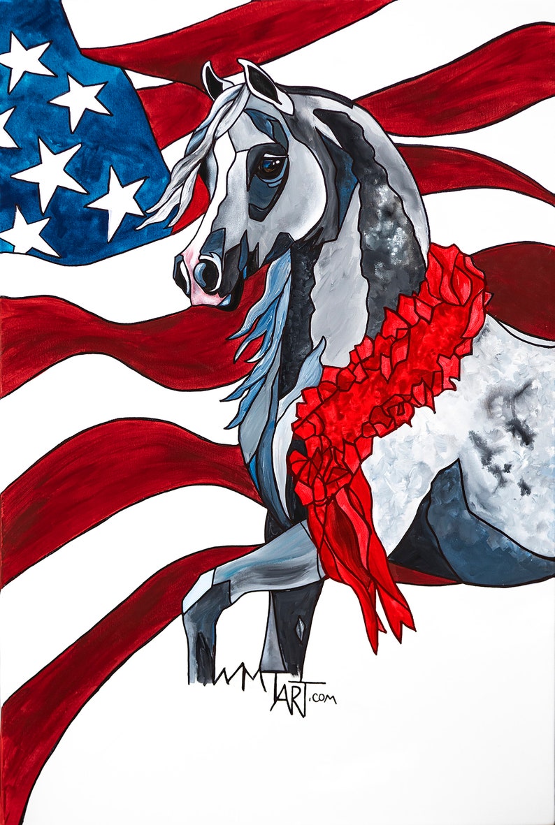 American Flag Horse Print, Horse Poster, Horse Print, Original Painting ...