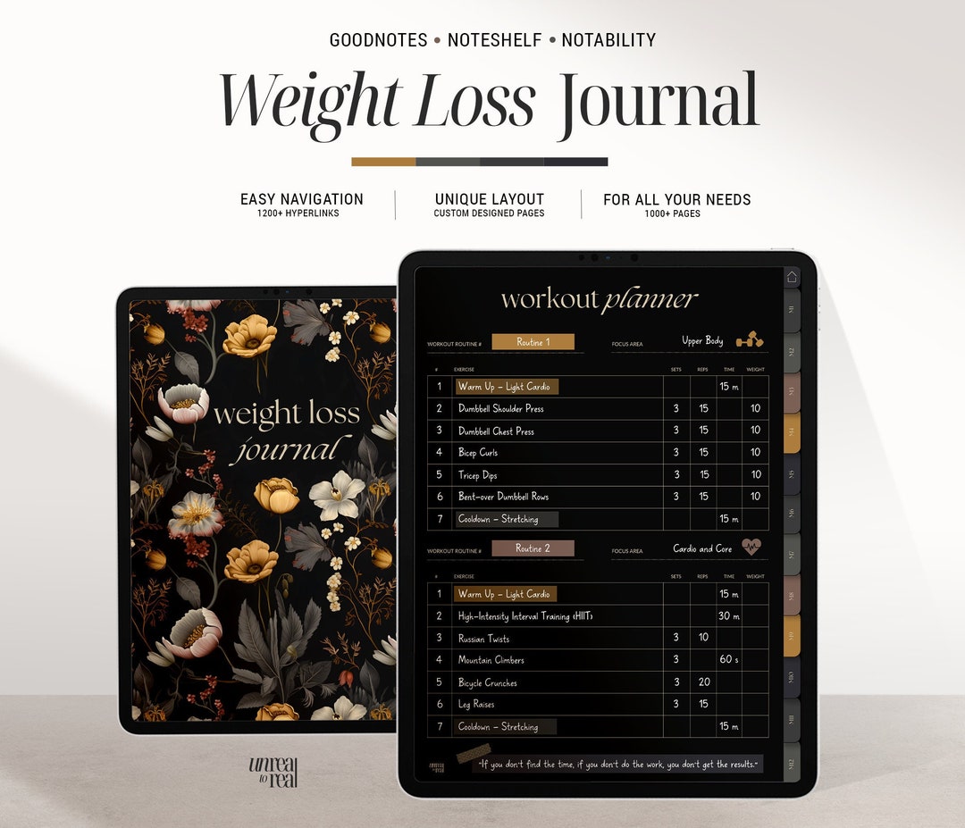 Digital Weight Loss Journal, Fitness Planner | Workout & Meal Tracker ...