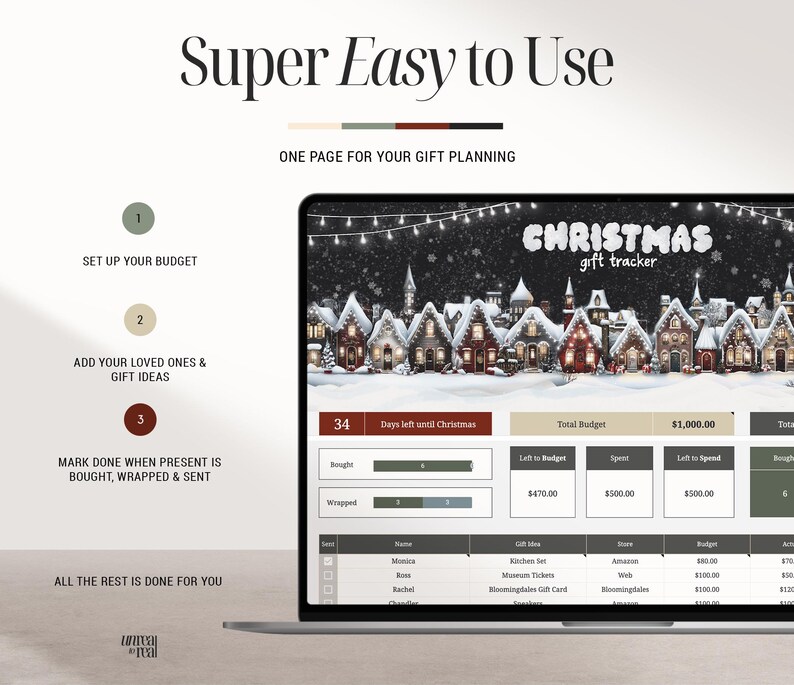 Budget Spreadsheet Template | Christmas Gift Planner | Holiday Expense ...