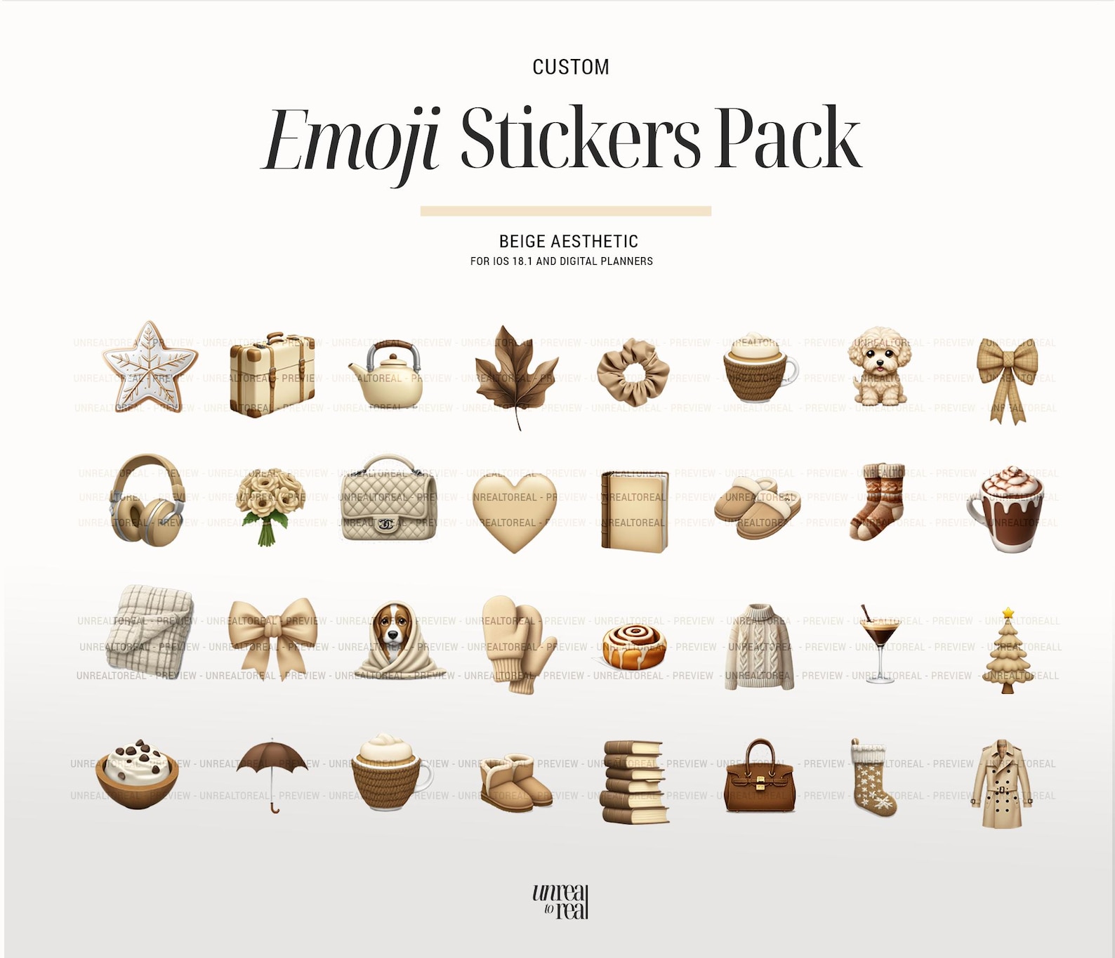 Ios18 Custom Emoji Sticker Icons | Beige Aesthetic iPhone Icons Pack ...