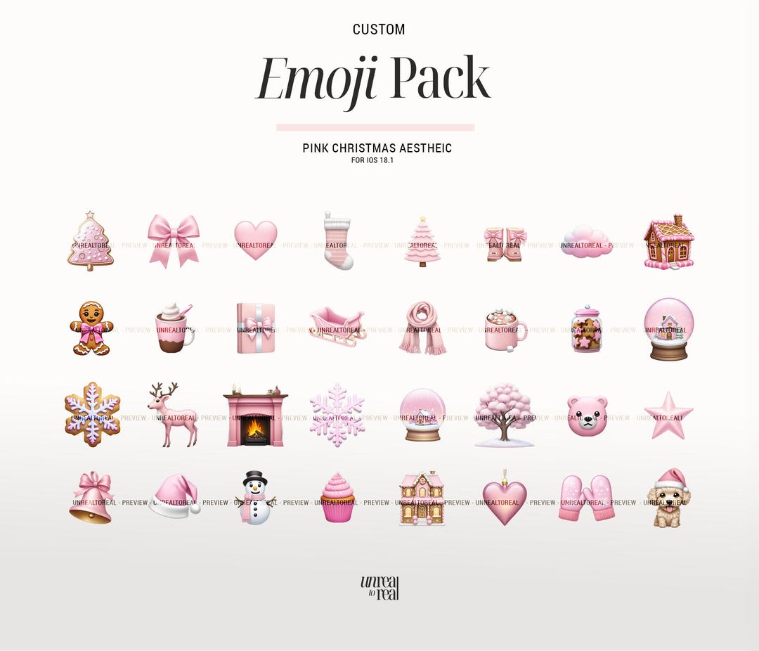 Ios18 Custom Emoji Sticker Icons | Pink Christmas Aesthetic iPhone Pack ...