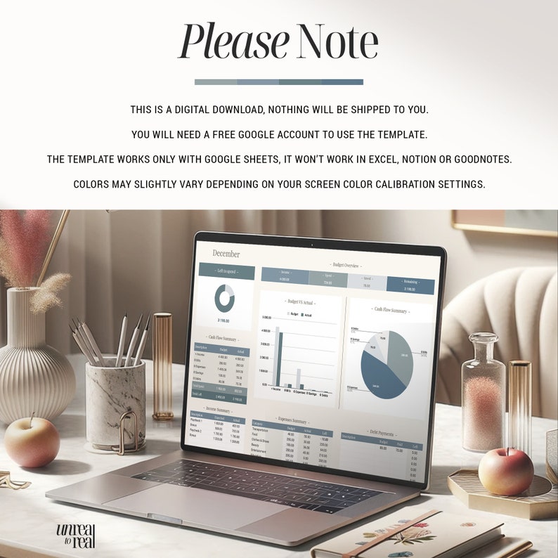 Monthly Budget Spreadsheet Template for Google Sheet, Finance Digital ...