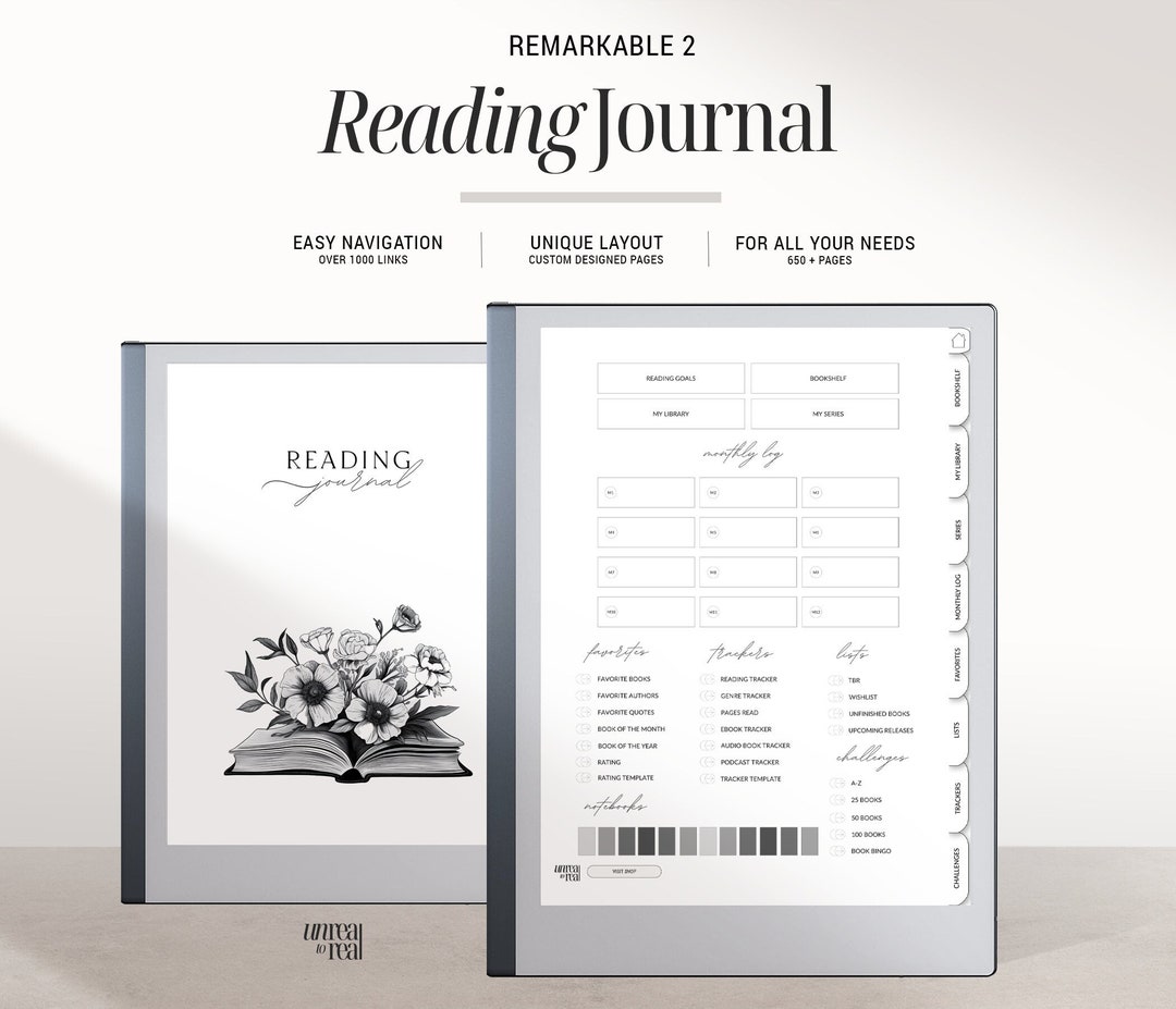 Remarkable 2 Reading Journal Template for Book Lovers: Digital Book ...
