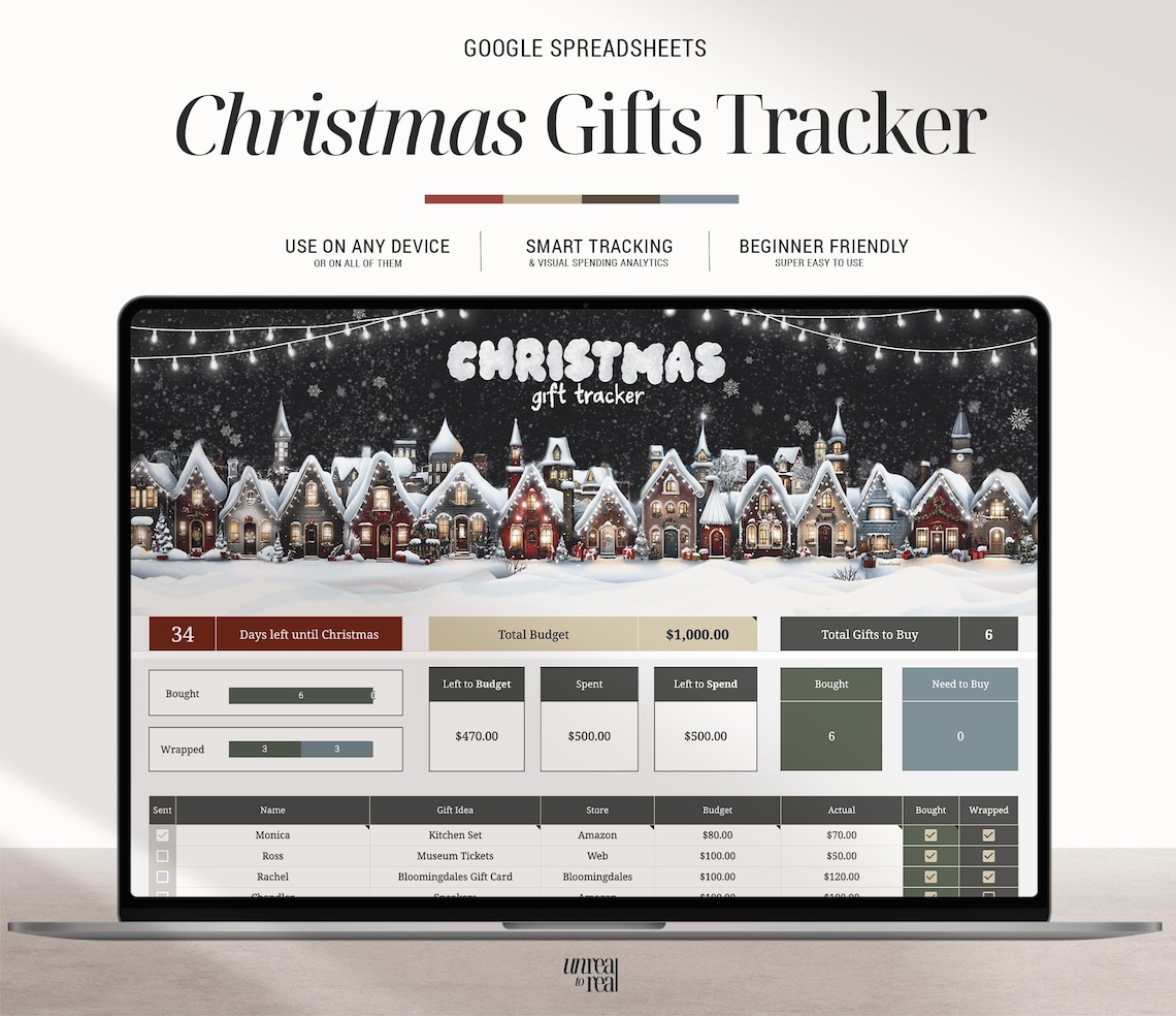 Budget Spreadsheet Template | Christmas Gift Planner | Holiday Expense ...