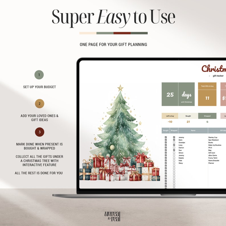 Animated Christmas Gift Tracker Spreadsheet - Holiday Budget Planner ...