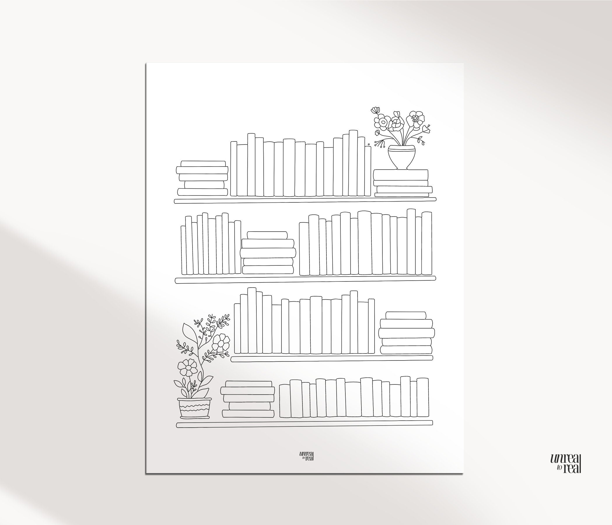 Bookshelf Printable Template: Reading Tracker, TBR, Coloring Book ...