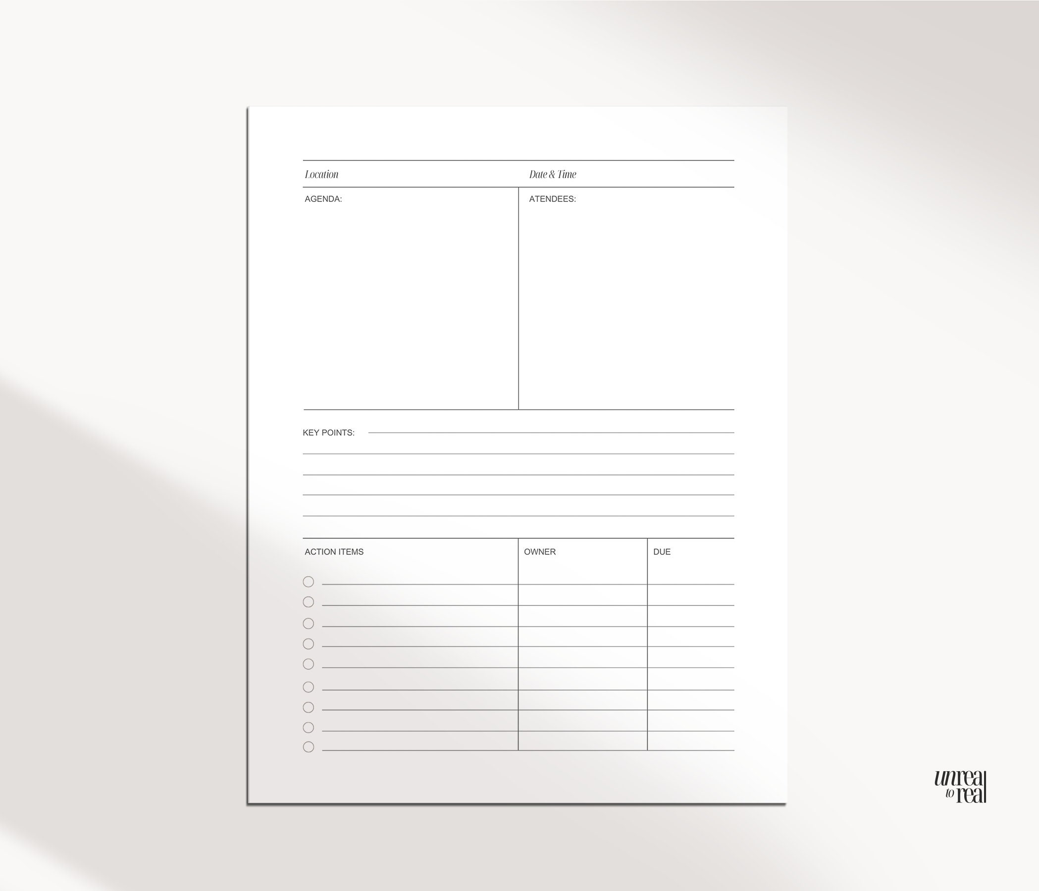 Printable Business Meeting Notes: Meeting Agenda & Minutes, A4/a5 ...