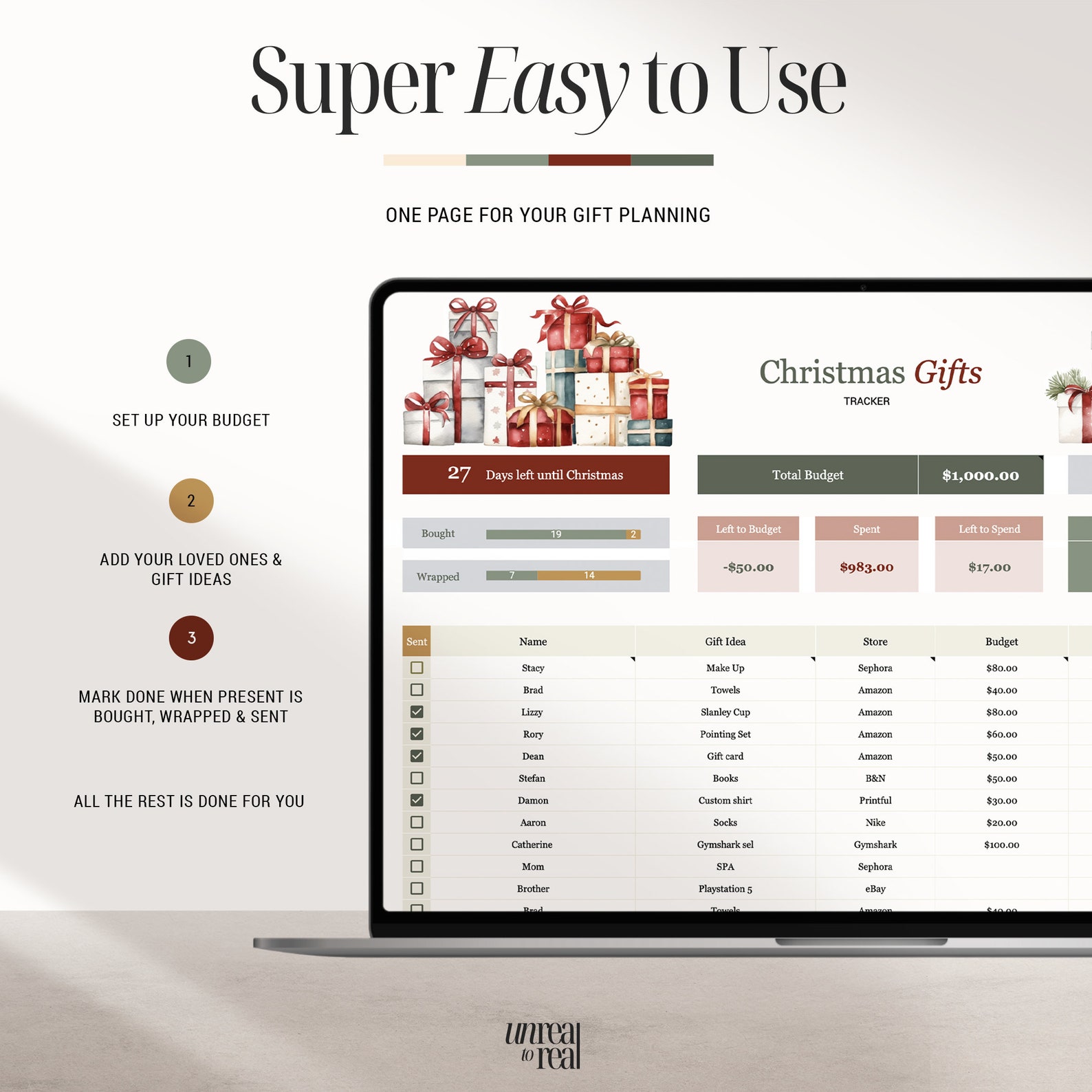 Animated Christmas Gift Tracker Spreadsheet - Holiday Budget Planner ...