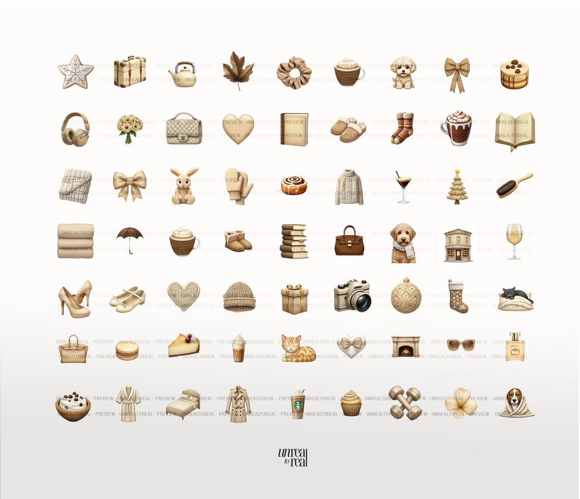 Ios18 Custom Emoji Sticker Icons | Beige Aesthetic iPhone Icons Pack ...