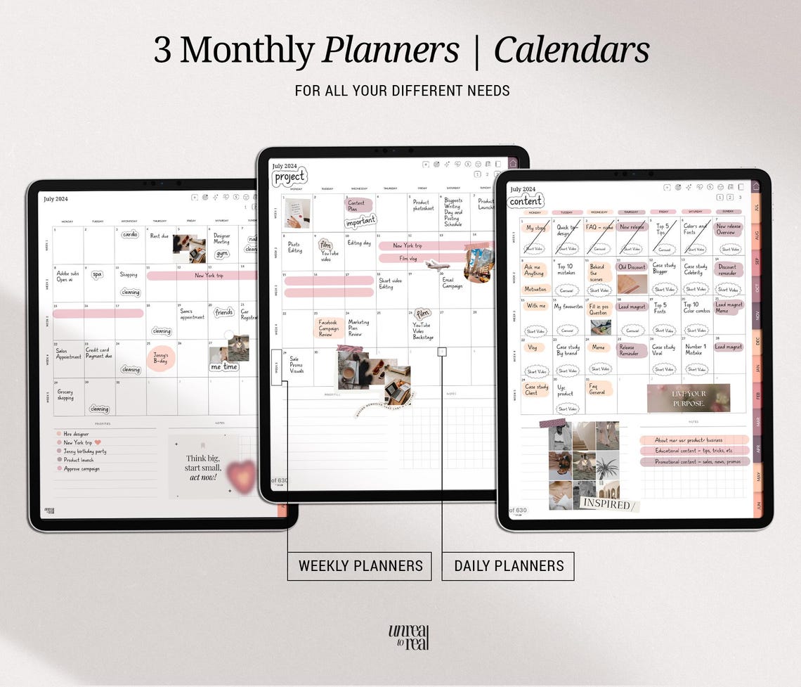 2024-2025 Midyear Portrait Digital Planner With Hyperlinked Calendar ...