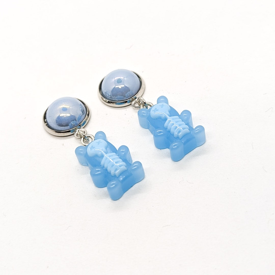 Cute Blue Gummy Bear Skeleton Plug Dangles Double Flare Screw Fit ...