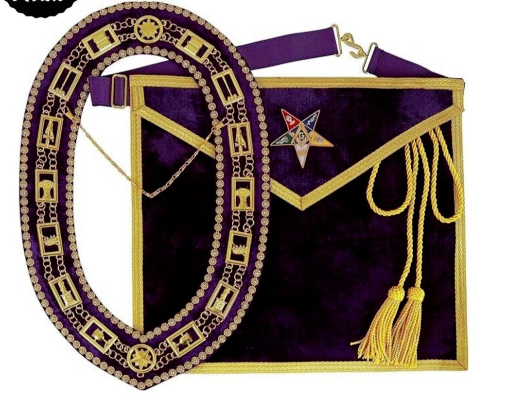 OES WORTHY Patron/matrona Masonic Apron and Chain Collar Set Machine ...