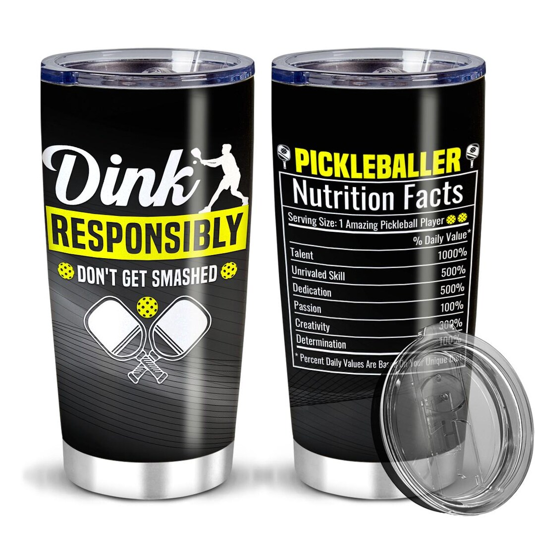 20 Oz 30 Oz Tumbler With Lid Dink Responsibly Pickleball Stainless ...