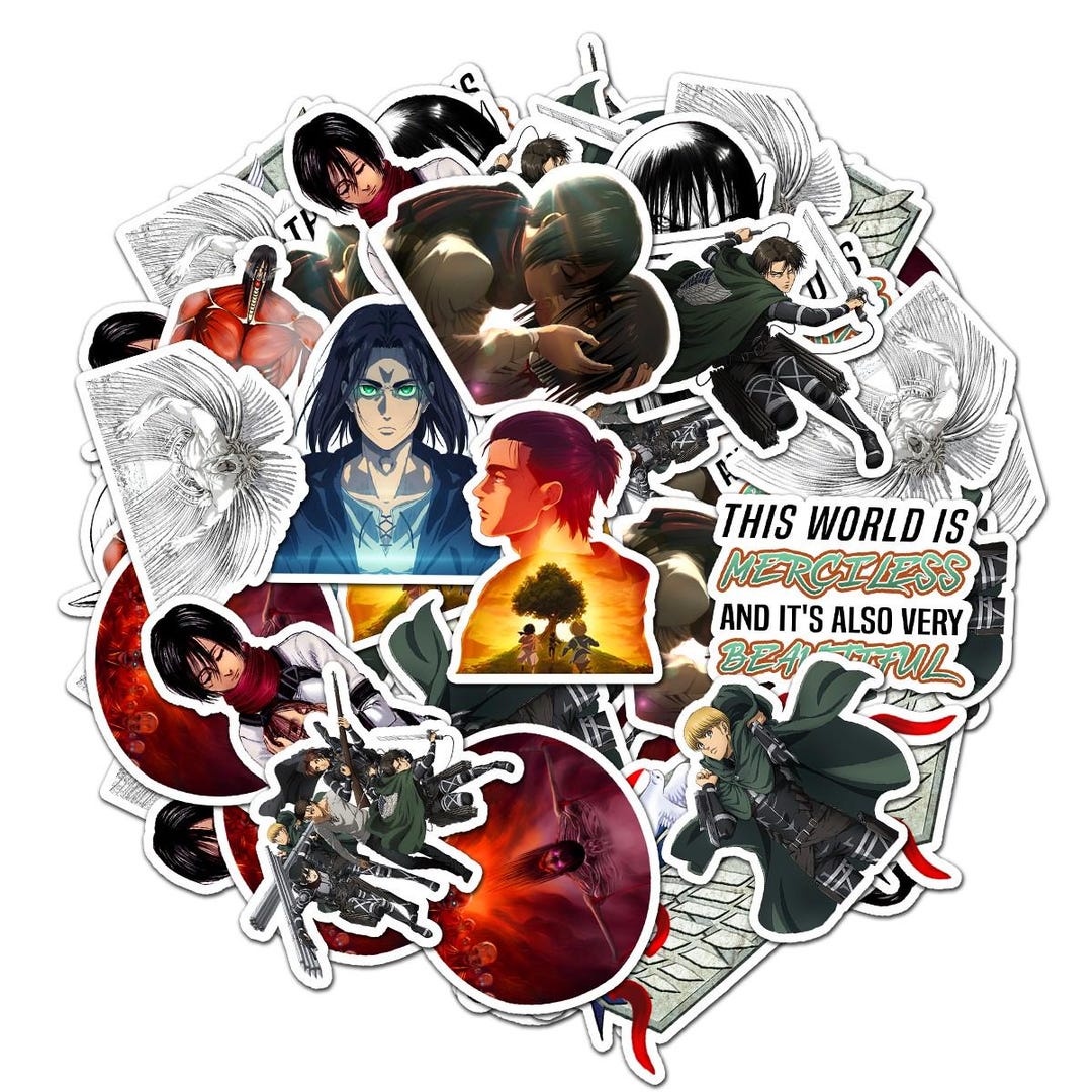 20 Pcs AOT Sticker Pack Attack Anime Vinyl Decal Titan Waterproof ...