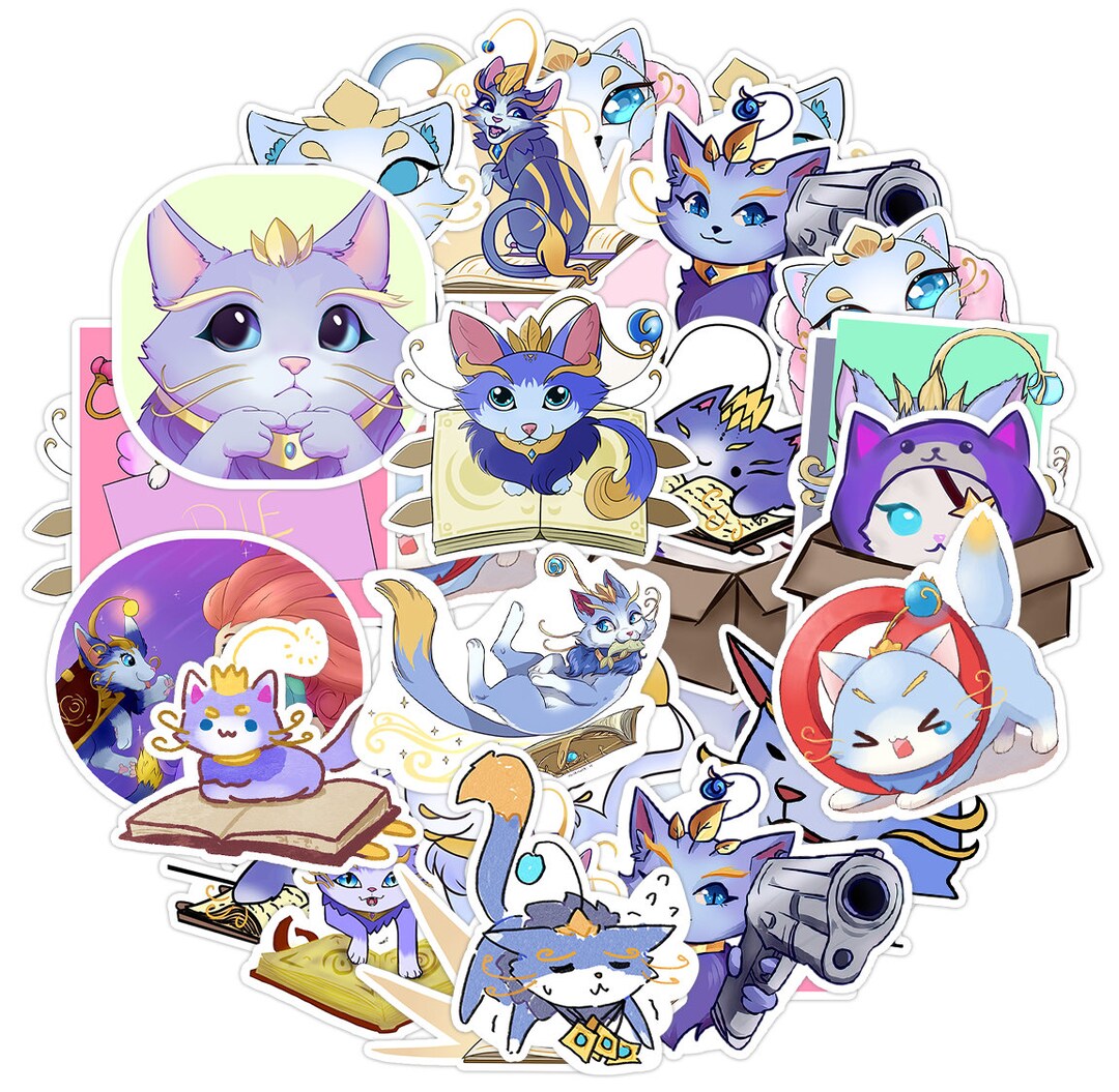 20PCS Decals Yuumi Bongo Stickers Cat Waterproof Vinyl Decals for Water ...
