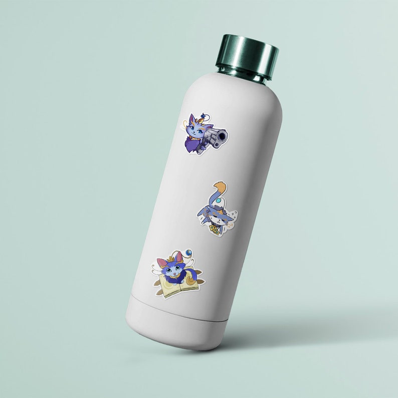 20PCS Decals Yuumi Bongo Stickers Cat Waterproof Vinyl Decals for Water ...