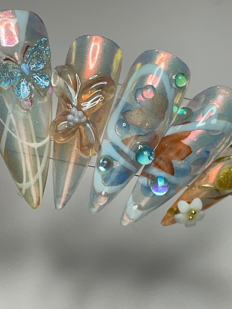 Winx Press on Nail/ Bloom Inspired Press On/ Spring Nails/ 3D Press on ...