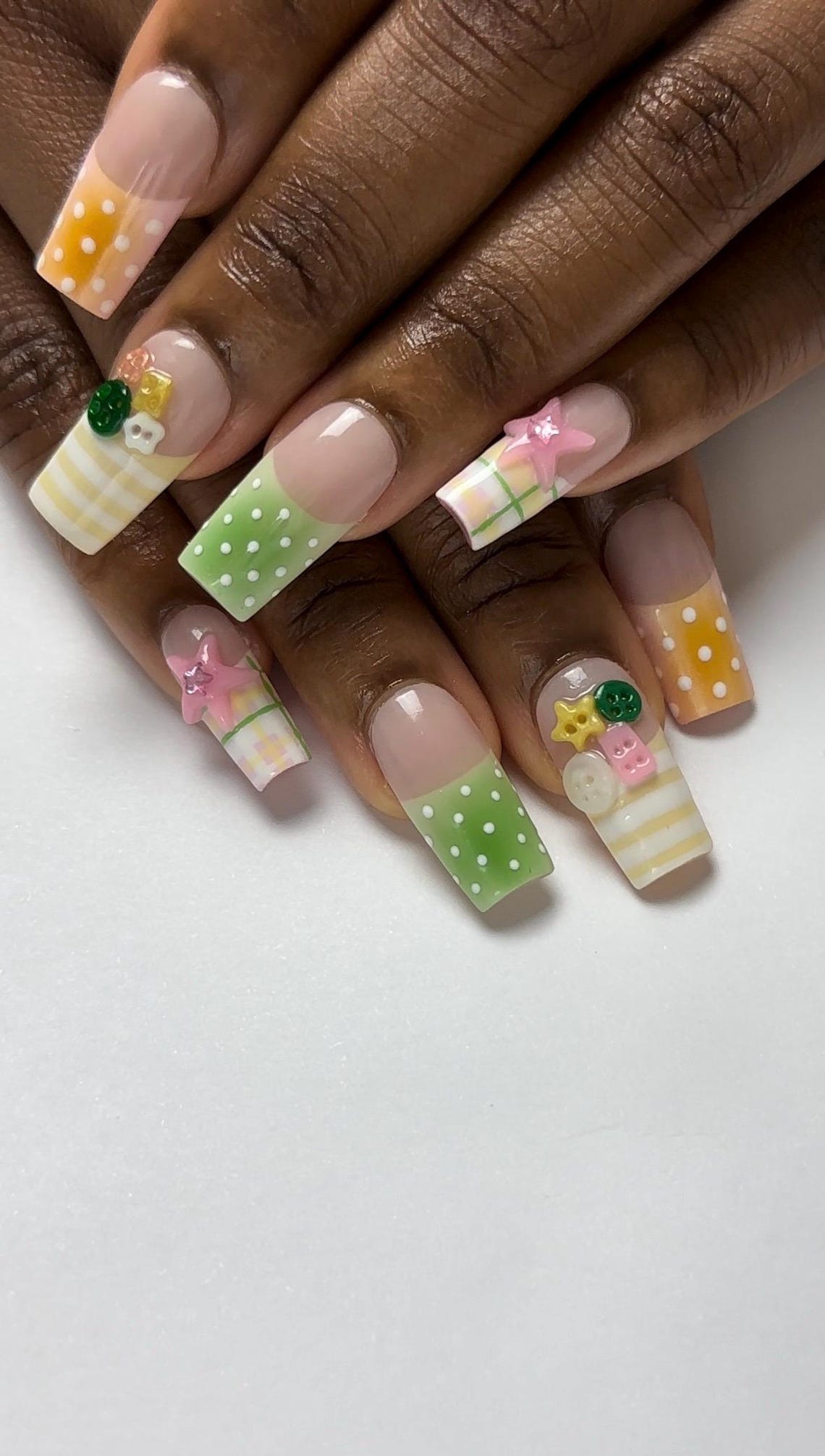 Cutesy Button Press on Nails/ Apple 3d Gel/ Hand Sculpted Charms Nails ...