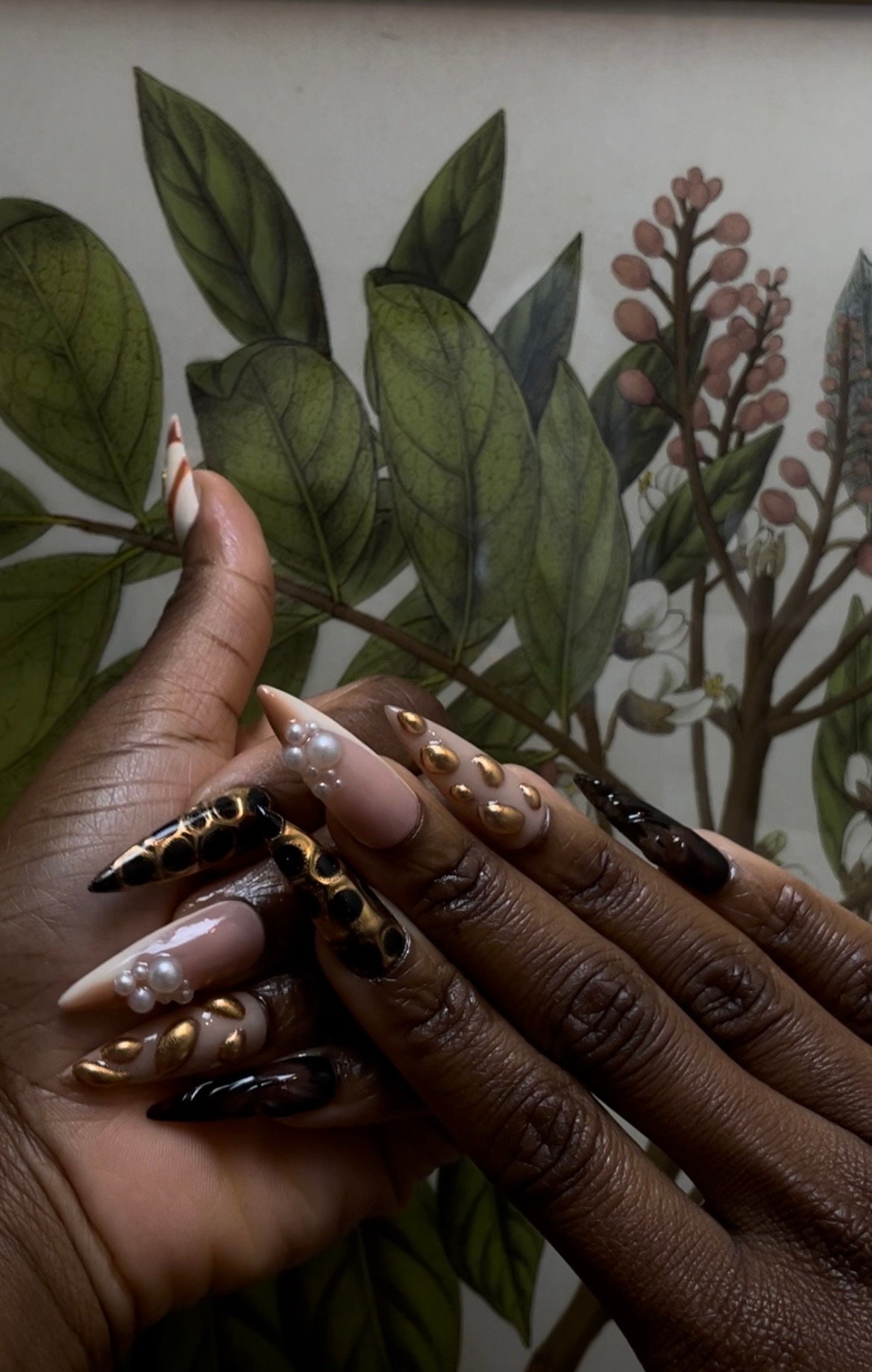 Cleo Sol Inspired Nails/brown Nails/ Neosoul Nails/ 3D Press on Nails ...
