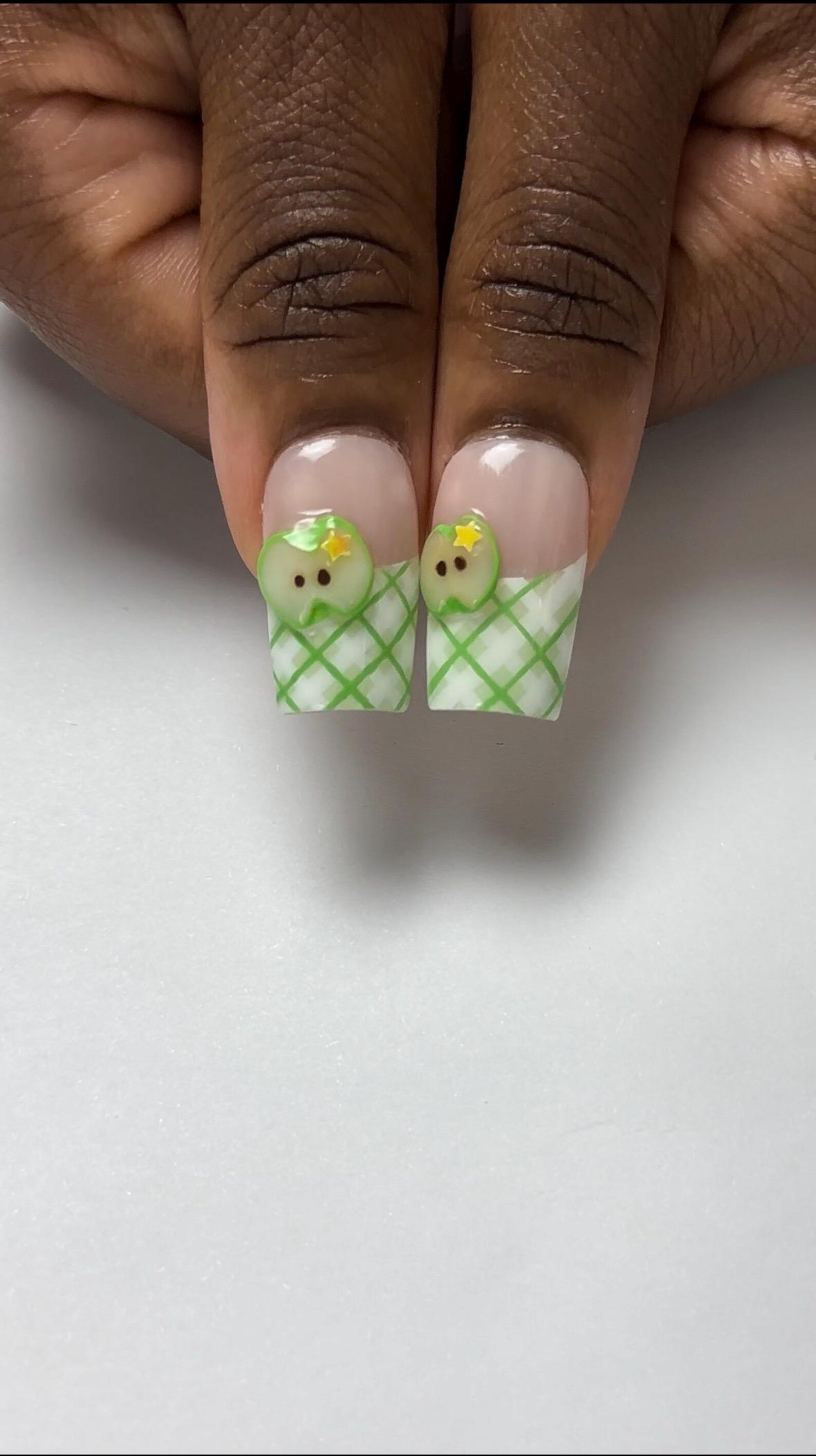 Cutesy Button Press on Nails/ Apple 3d Gel/ Hand Sculpted Charms Nails ...