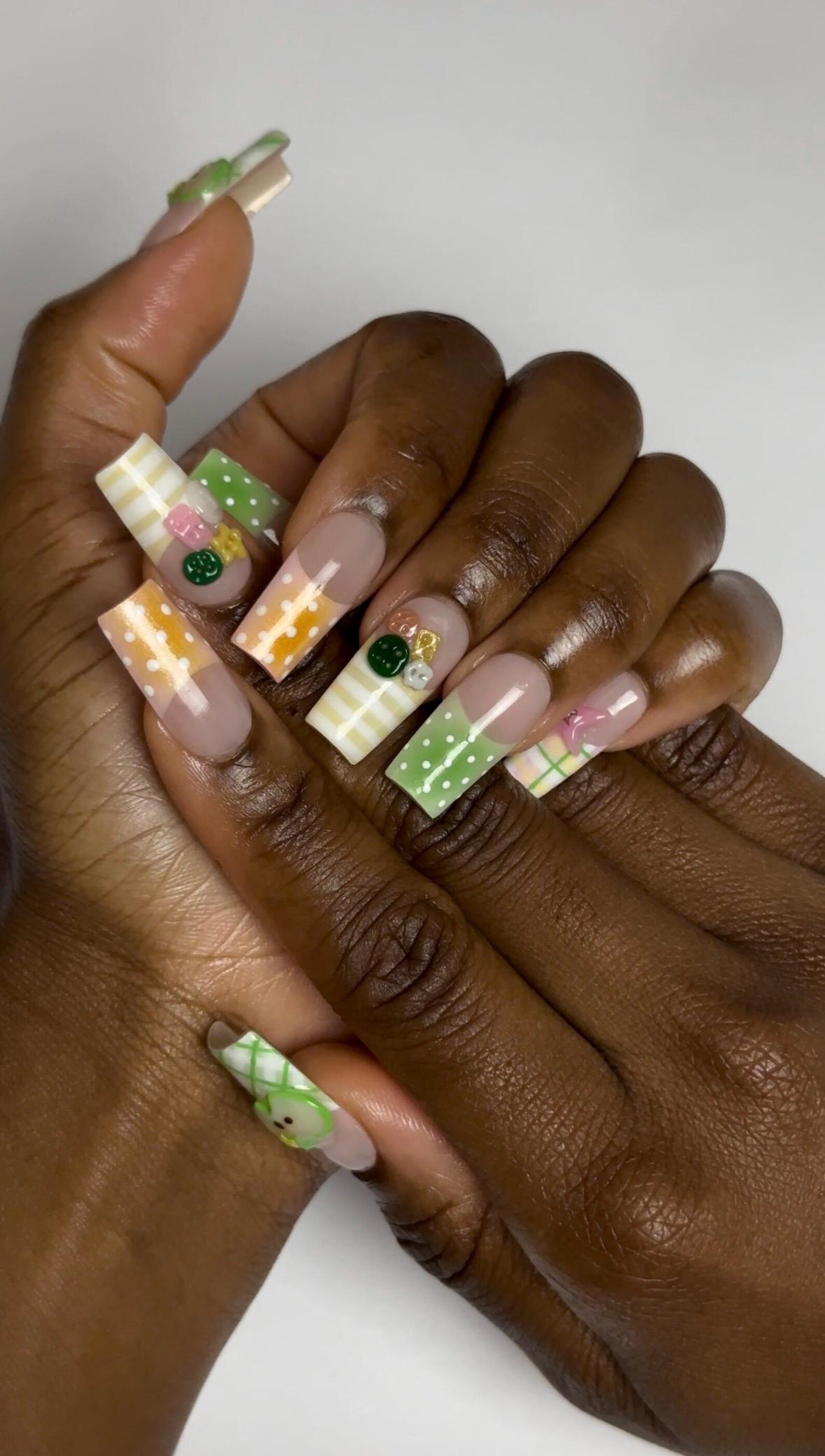 Cutesy Button Press on Nails/ Apple 3d Gel/ Hand Sculpted Charms Nails ...