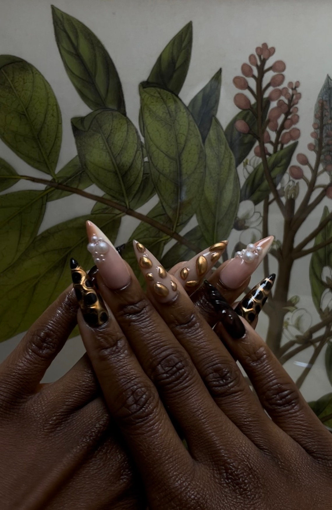 Cleo Sol Inspired Nails/brown Nails/ Neosoul Nails/ 3D Press on Nails ...