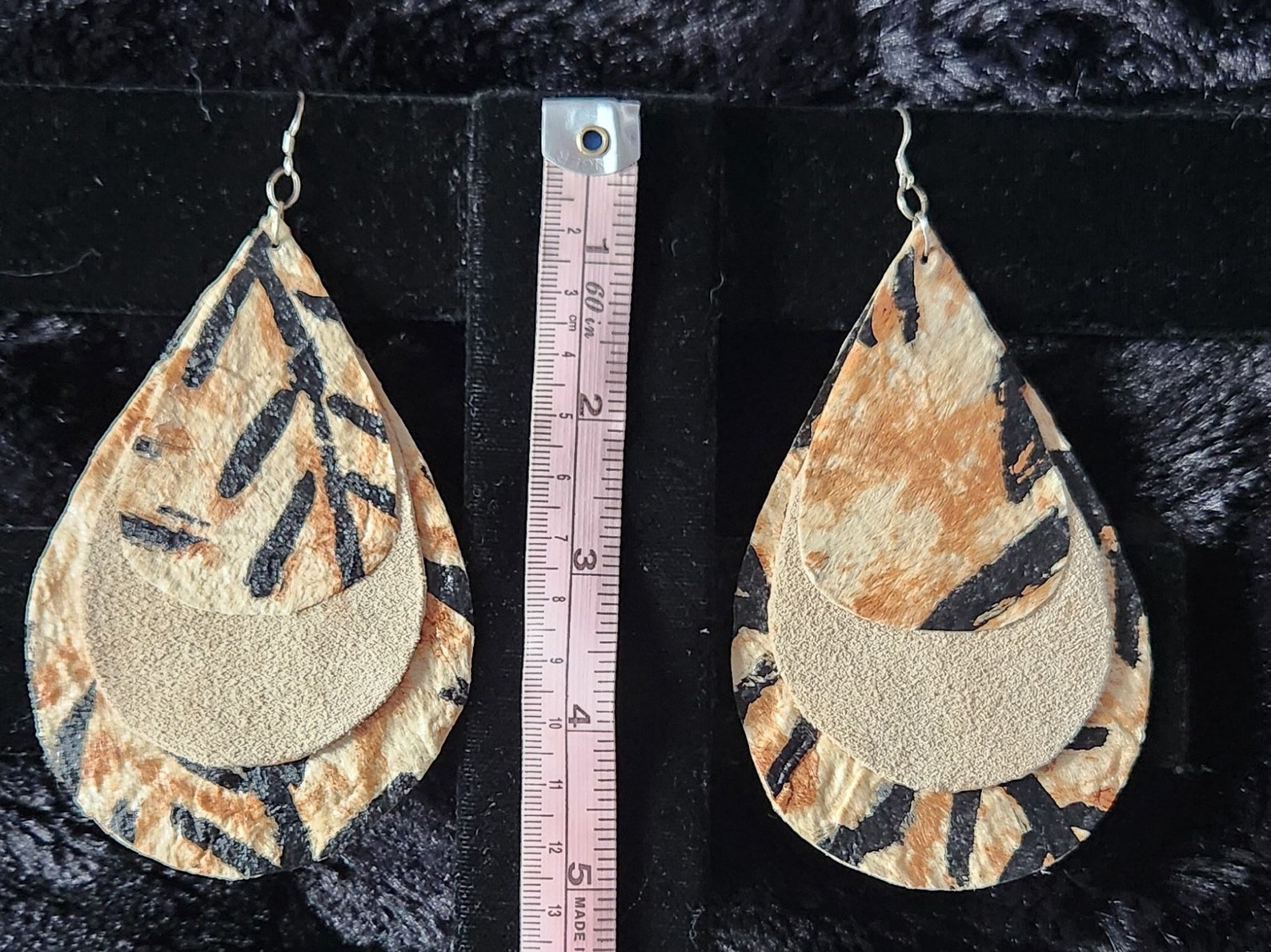 Large Tapa Cloth ngatu and Leather Tear Drop Earrings - Etsy