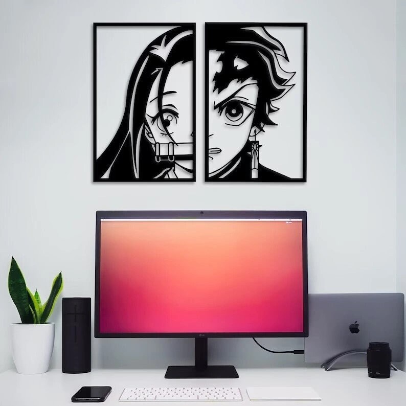 Unique Demon Slayer Wall Art 12x9 Cut-out Prints of Tanjiro and Nezuko ...