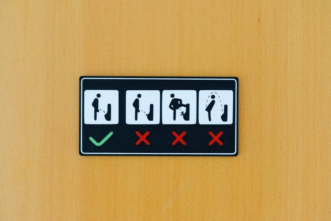 Humorous WC Guide Sign Correct & Incorrect Toilet Usage Pictograms ...