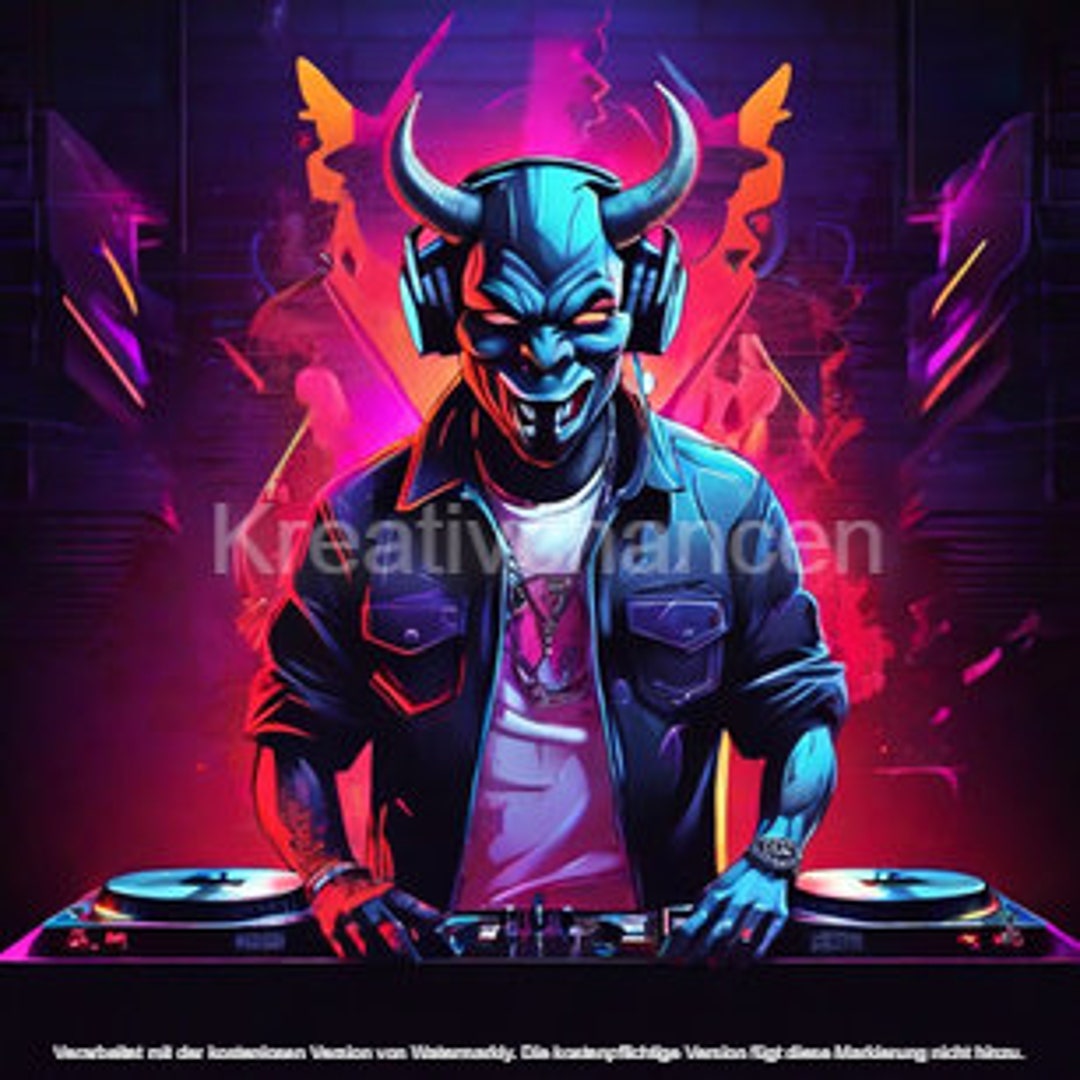 7 PNG DJ Devil DTF Sublimation Bundle Watercolor - Etsy