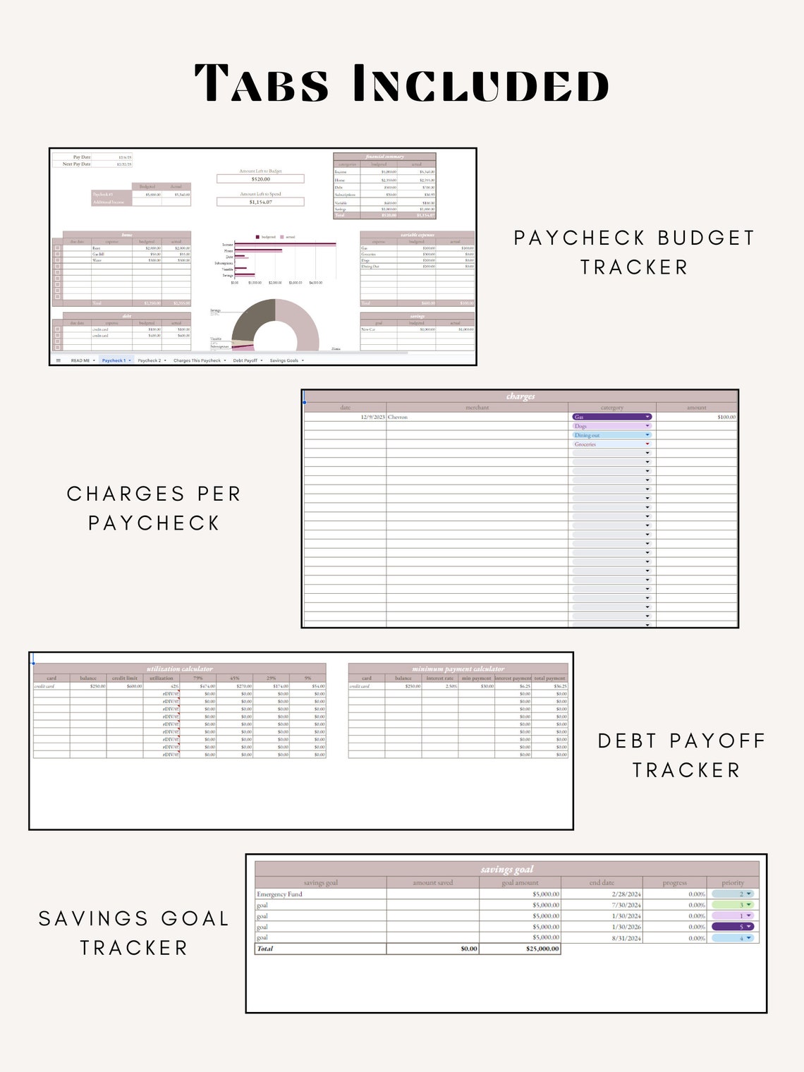 Aesthetic Minimalist Budget Tracker - by Paycheck! Debt Payoff Tracker ...